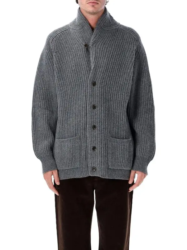 Filson Shawl Collar Rib-knit Button Cardigan - Grigio