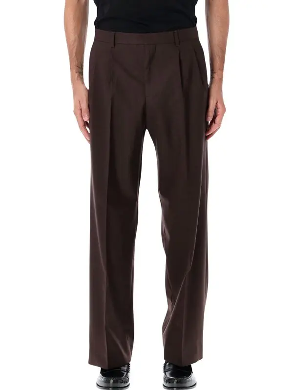SUNFLOWER Pleated Wool-blend Trousers - Marrone