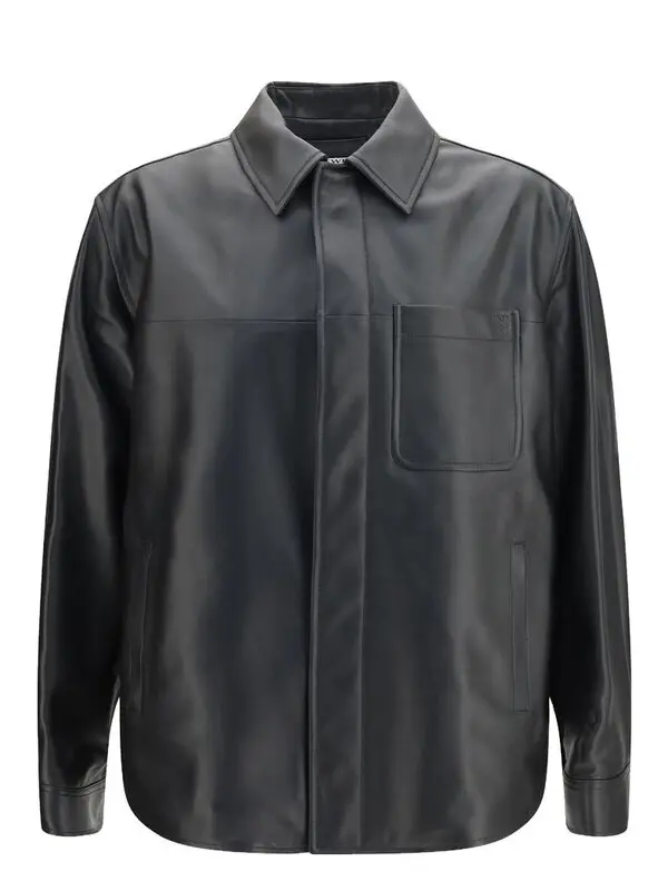 Loewe Leather Overshirt Jacket - Black