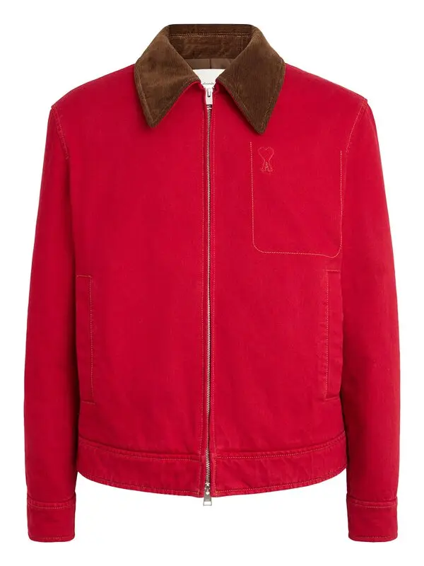 AMI Paris De Coeur Contrast-collar Jacket - Red