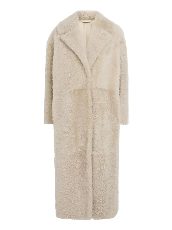 Max Mara Shearling Long Coat - Nude