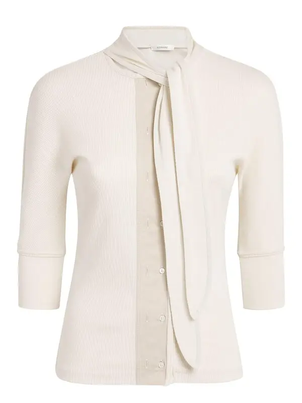 LEMAIRE Stretch-cotton-linen Ascot Scarf T-shirt - Ivory