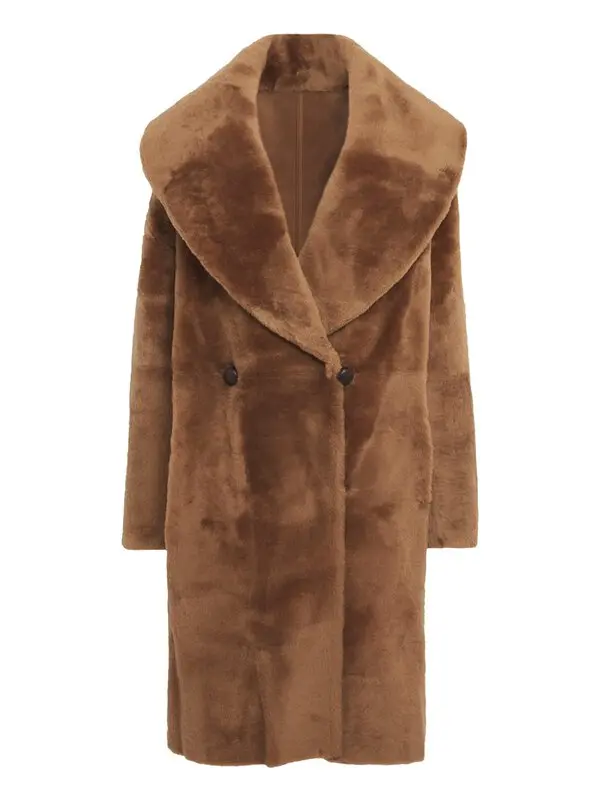Lafayette 148 New York Shearling Reversible Shawl-collar Coat - Brown