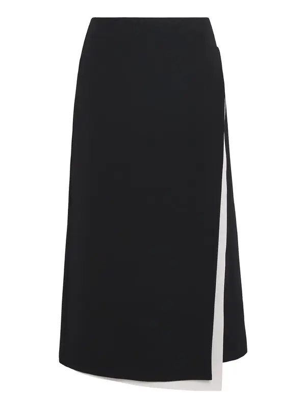 Lafayette 148 New York Asymmetric A-line Midi Skirt - Black
