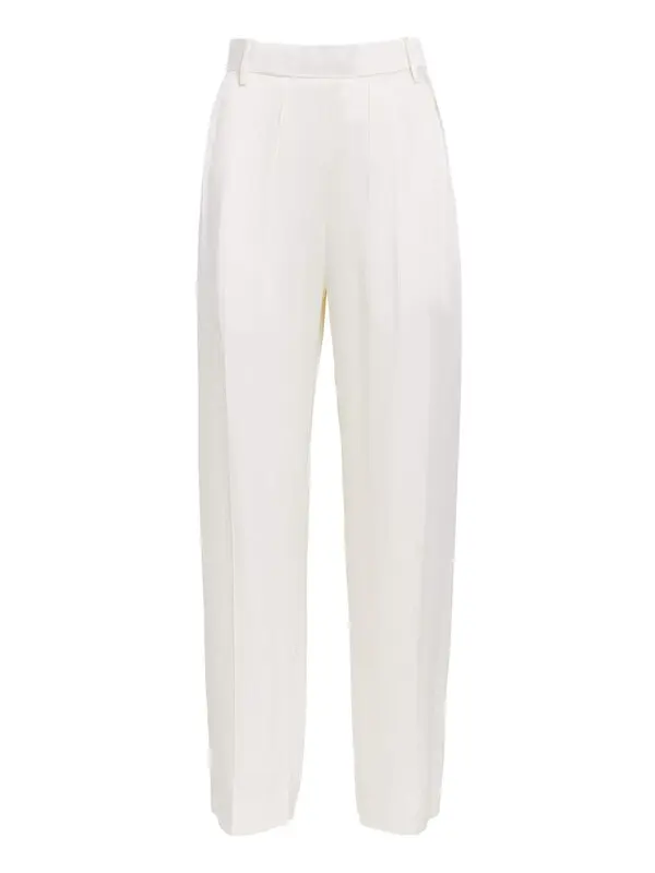 Victoria Beckham Satin Crepe Straight Tailored Trousers - Ivory