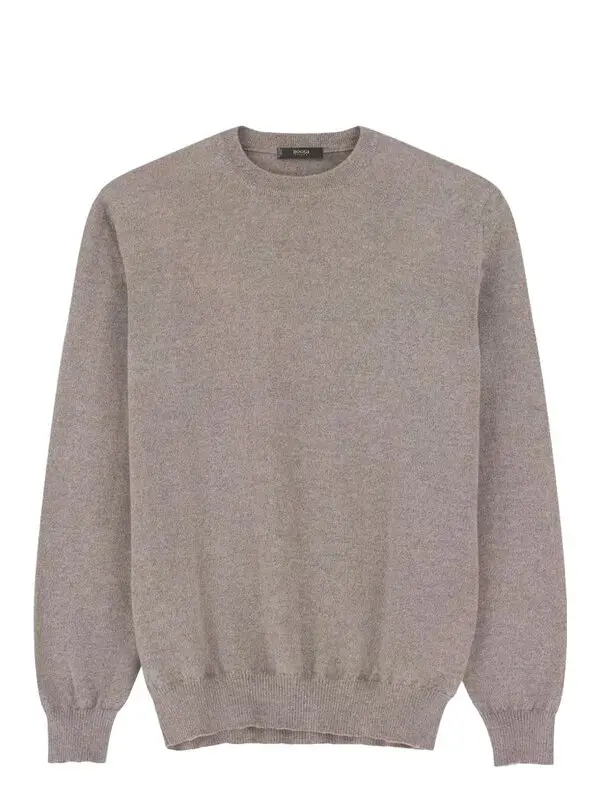 Boggi Milano Crew-neck Jumper In Merino Wool Cashwool® Moulin - Neutrals