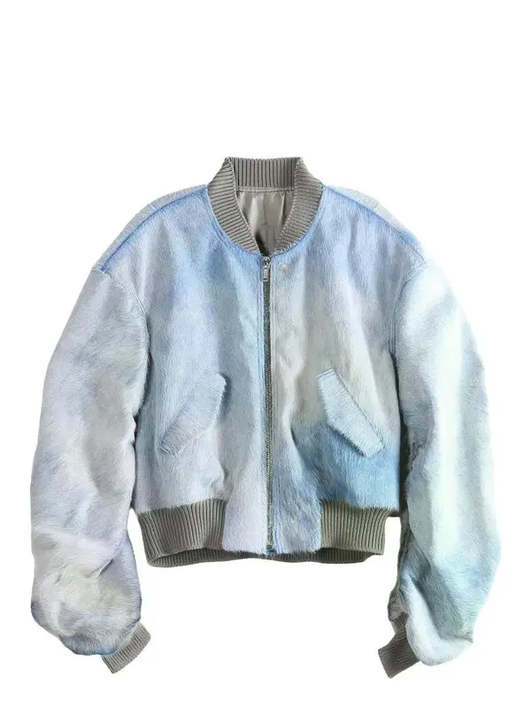 Rick Owens Secchia Flight Zip-up Leather Bomber Jacket - Blue