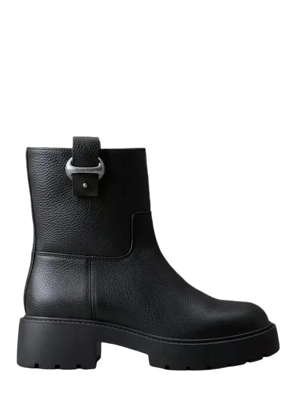 Calvin Klein Logo-plaque Pebbled Boots - Black