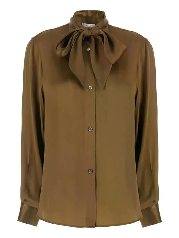GRIFONI Bow-detail Long-sleeve Blouse - Brown