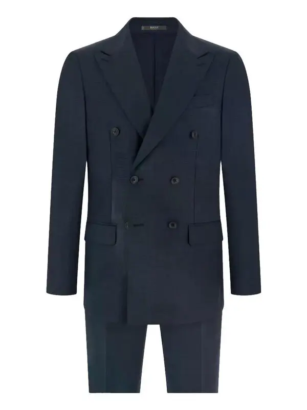 Boggi Milano Double-breasted Pattern Wool Suit - Blue