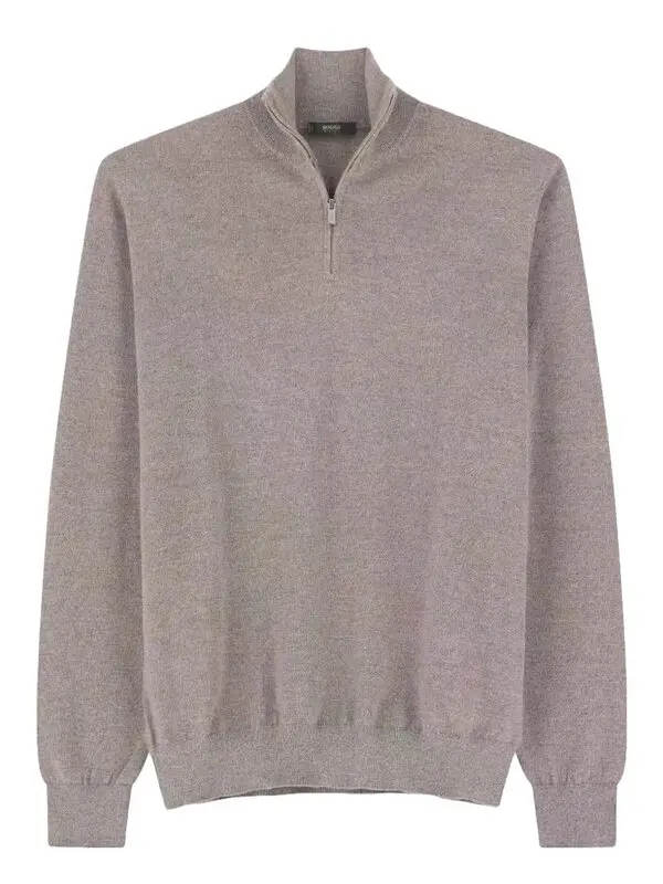 Boggi Milano Roll-neck Jumper Quarter-zip Merino-wool Cashwool® Moulin - Neutrals