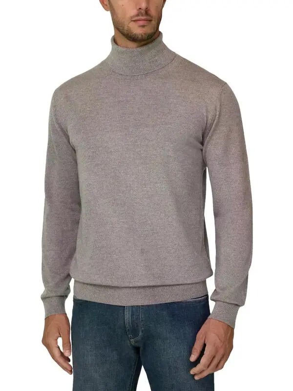 Boggi Milano Turtleneck Jumper In Merino Wool Cashwool® Moulin - Neutrals