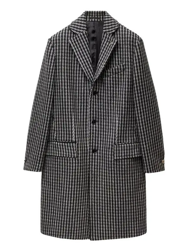 Versace Jacquard Wool & Cashmere Coat - Black