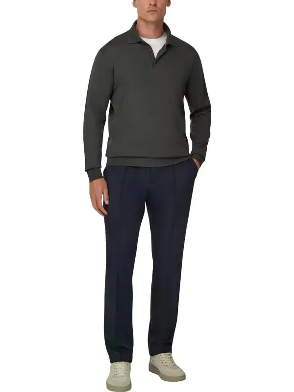 Boggi Milano City Trousers In Cotton Blend Jersey - Blue