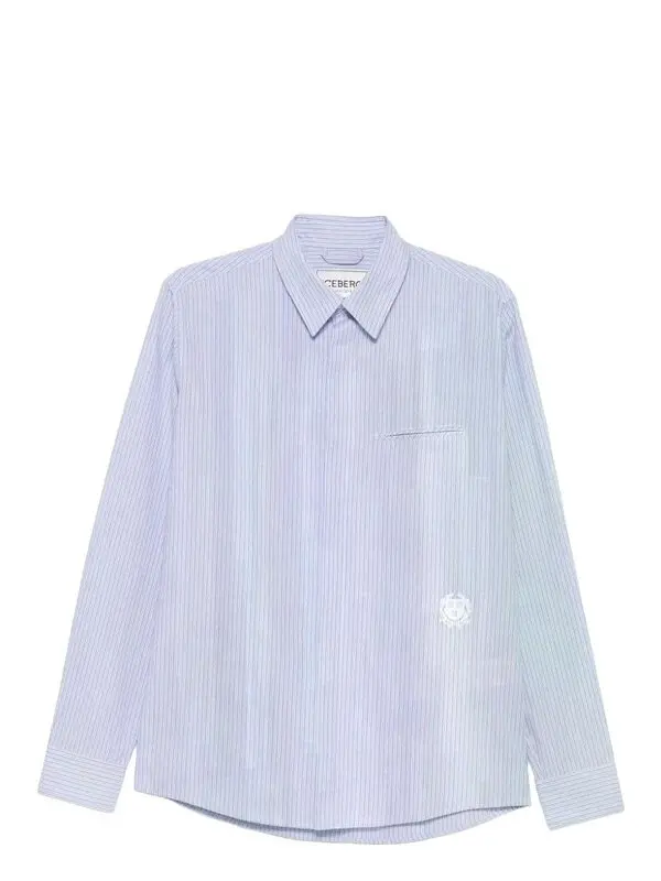 Iceberg Vertical-stripe Logo-embroidered Shirt - Blue