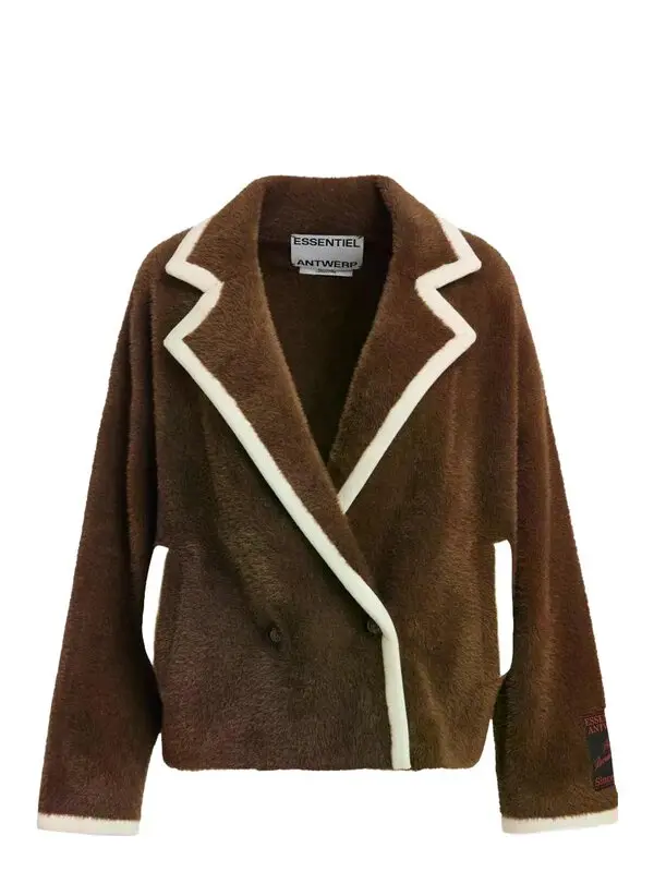 Essentiel Antwerp Double-breasted Contrast-trim Cardigan - Brown
