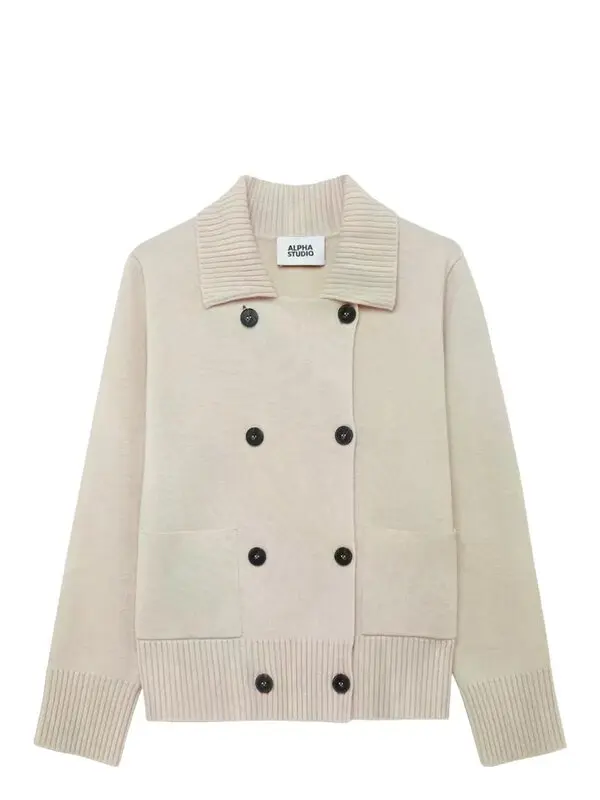 Alpha Studio Double-breasted Knitted Cardigan - Neutrals