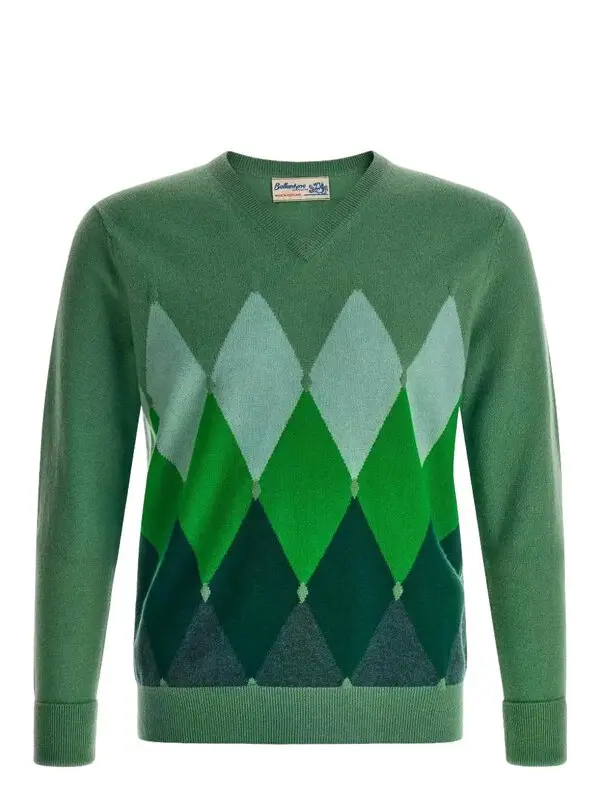 BALLANTYNE Diamond-intarsia Sweater - Green