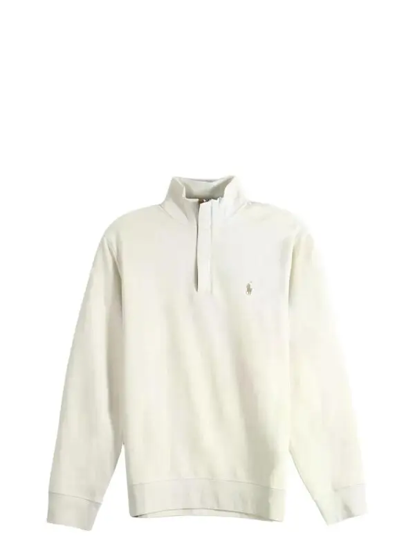 Polo Ralph Lauren Quarter-zip Logo-embroidered Sweatshirt - Neutrals