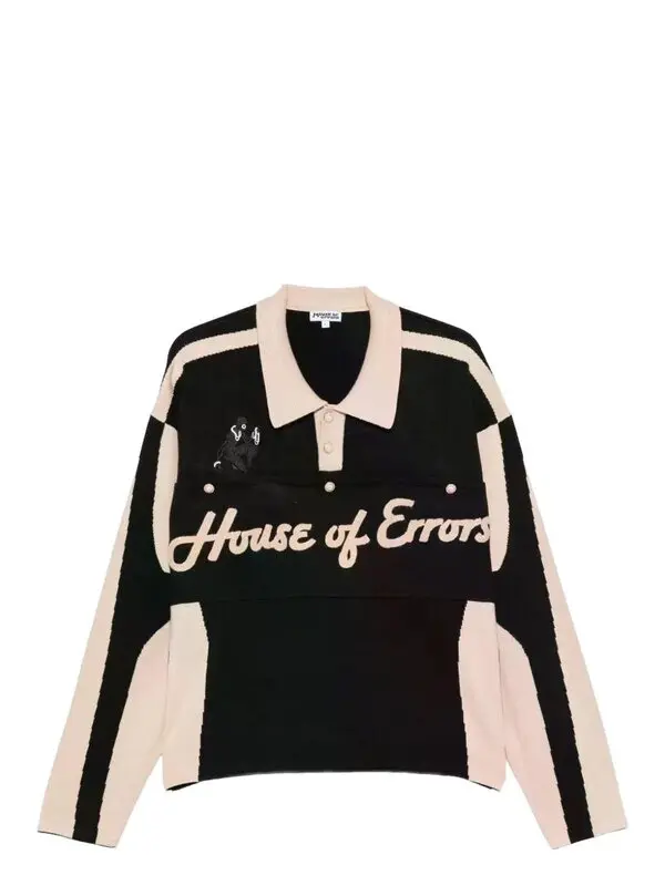 HOUSE OF ERRORS Logo-embroidered Polo-collar Polo Shirt - Black