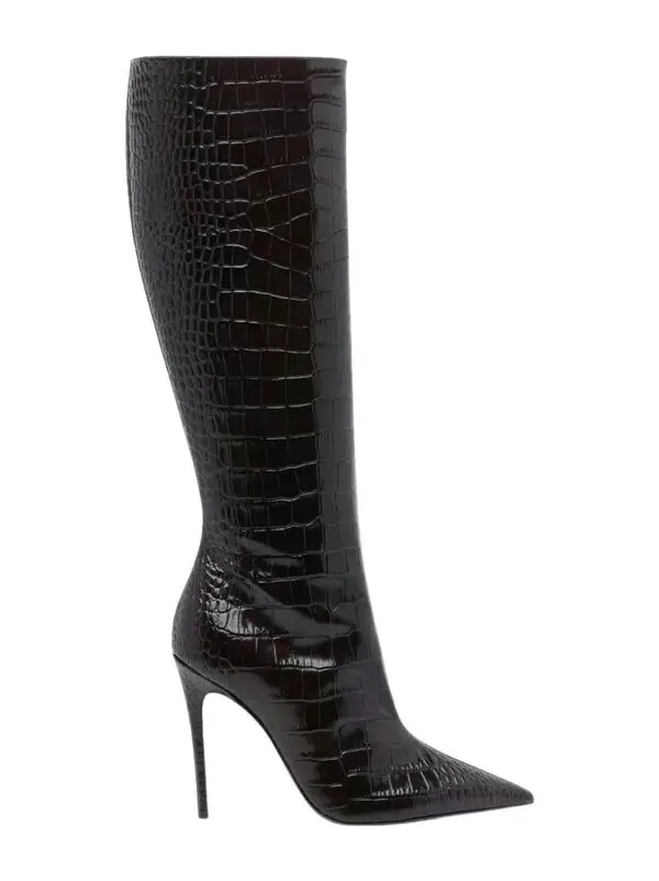 Paris Texas Vera Croc-effect Stiletto Boots - Brown