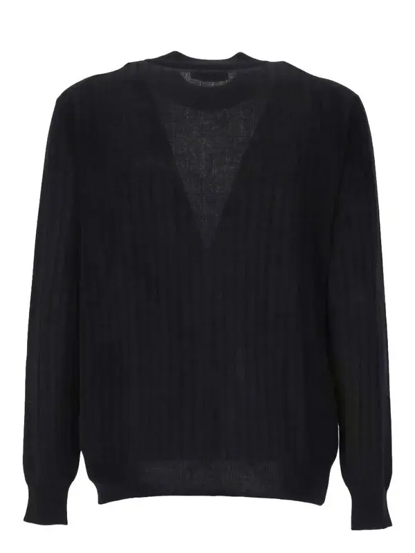 LARDINI Ribbed-knit Virgin Wool Sweater - Blue