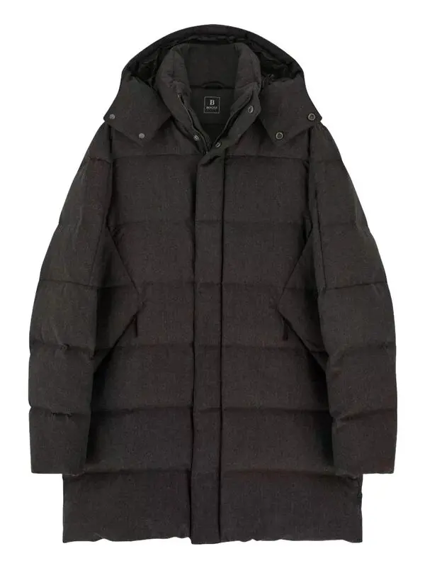 Boggi Milano Parka In Goose Down Mélange Flannel - Grey