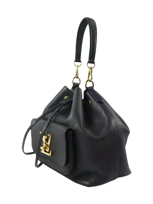 LOUIS VUITTON Lockme Bucket Leather Tote Bag - Black
