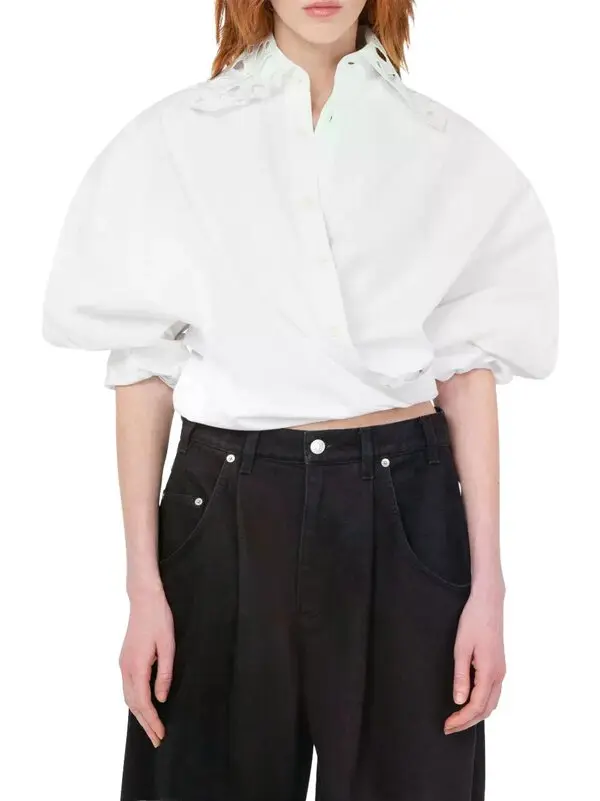Moschino Broderie-anglaise Wrap-front Shirt - White