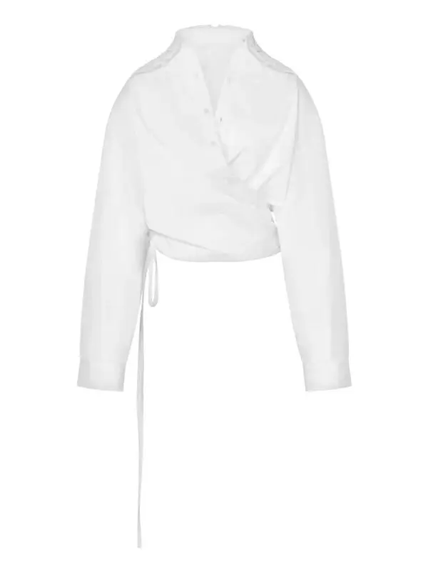 Moschino Broderie-anglaise Wrap-front Shirt - White