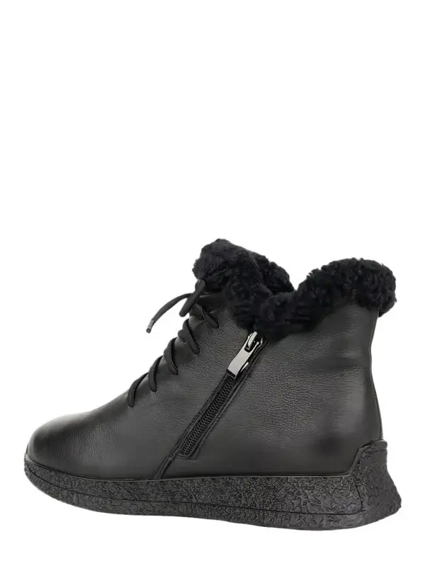 LINDA BAUMANN Shearling-trim Lace-up Sneakers - Black