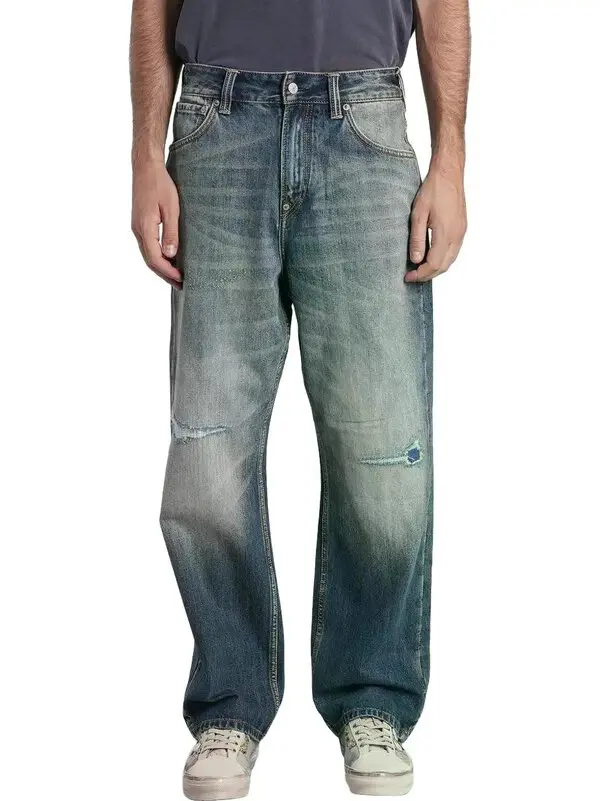 EVISU Daicock-print Distressed Jeans - Blue
