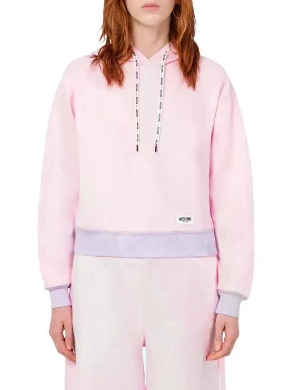 Moschino Logo-patch Drawstring Hoodie - Pink