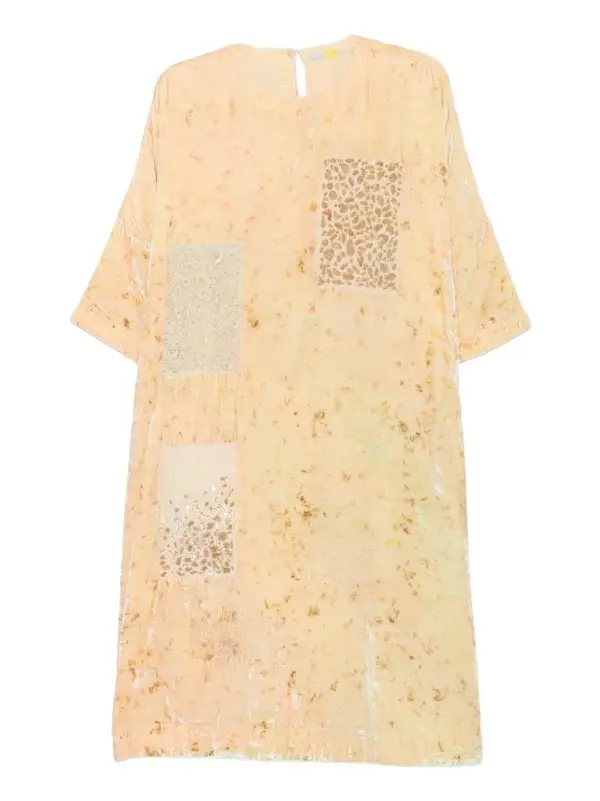 AODRESS Sequin-embellished Patchwork Midi Dress - Neutrals