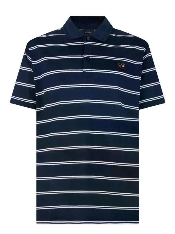 Paul & Shark Striped Cotton Polo Shirt - Blue