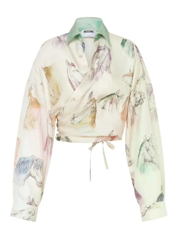 Moschino Horse-print Silk Shirt - Neutrals