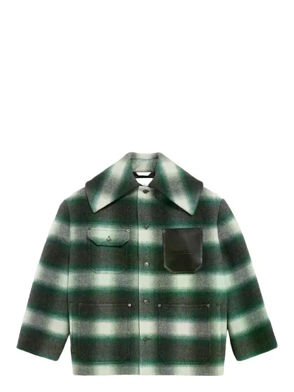 Balenciaga Cocoon Check Flannel Shirt Jacket - Green