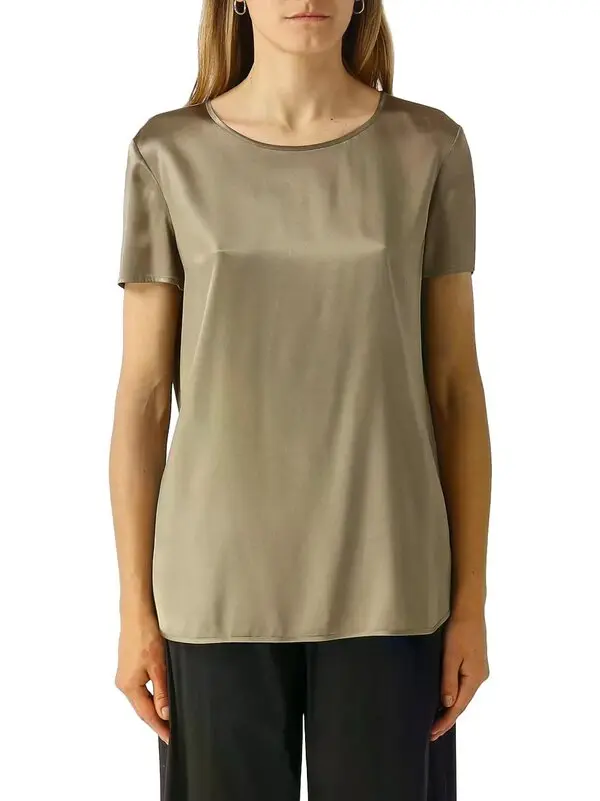 Max Mara Cortona Satin-finish Short-sleeve Top - Neutrals