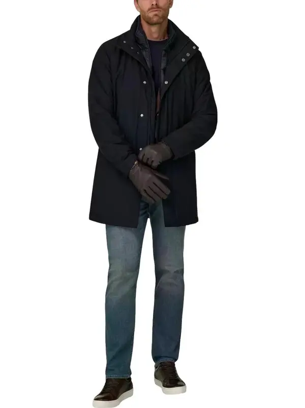 Boggi Milano Car Coat In Padded Technical Fabric - Blue