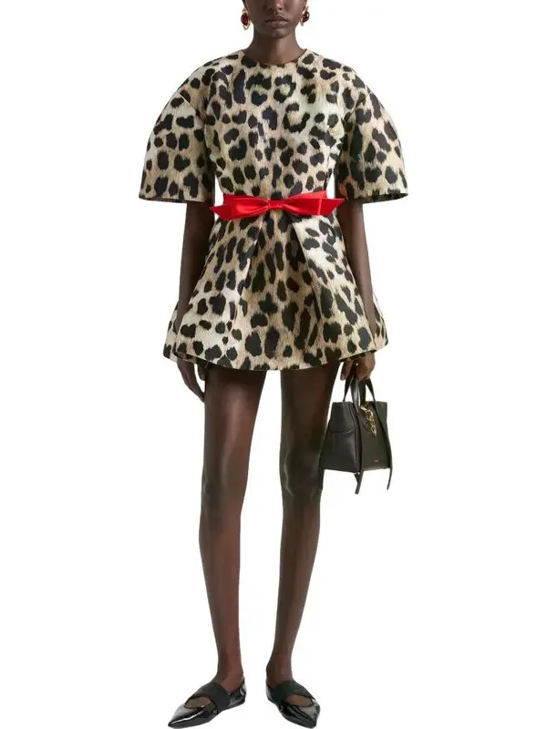Givenchy Cocoon Mini Dress In Leopard Jacquard - Neutrals