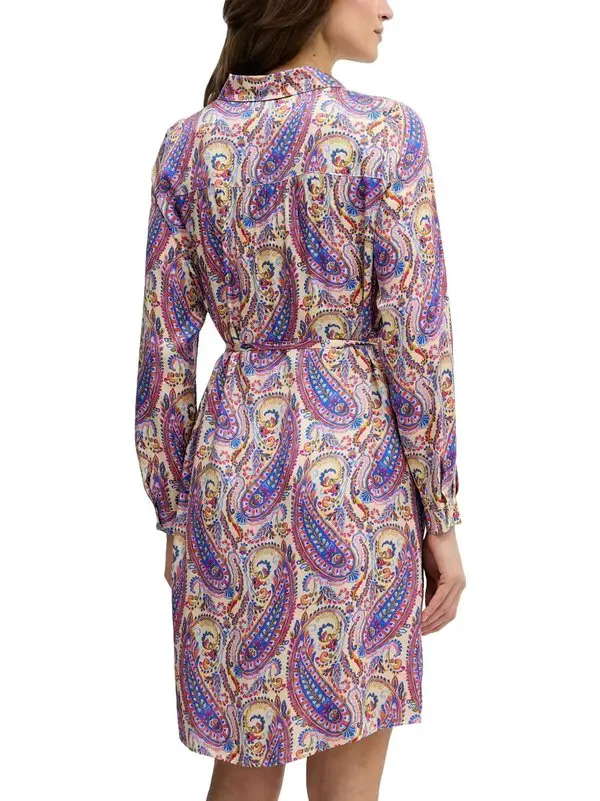 MARC AUREL Paisley-print Belted Mini Dress - Neutrals