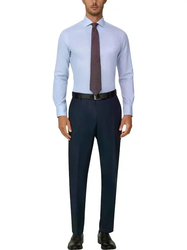 Boggi Milano Shirt In Striped Cotton Regular Fit - Blue