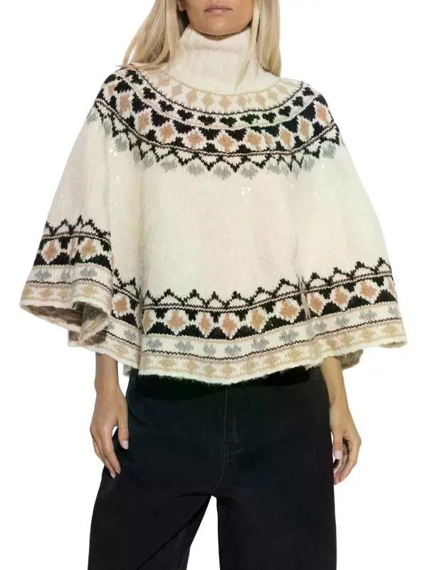 Munthe Verst Fair Isle Poncho - Neutrals