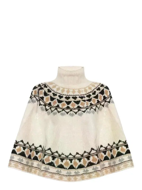 Munthe Verst Fair Isle Poncho - Neutrals