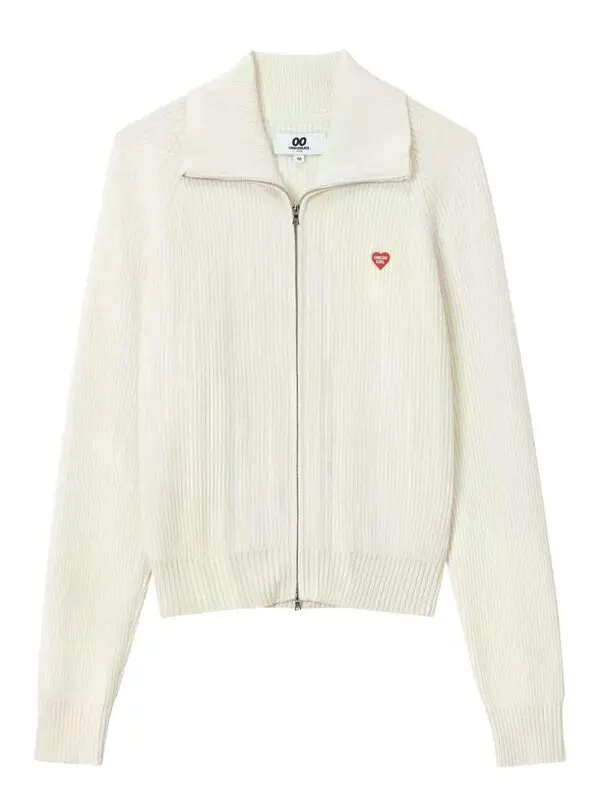CHOCOOLATE Ribbed Zip-up Cardigan - Neutrals