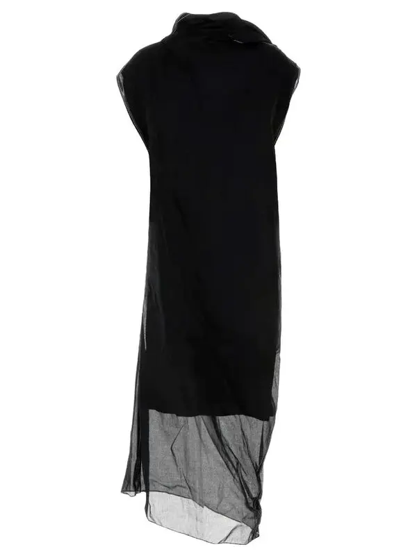 Carven Sheer-overlay Draped Midi Dress - Black