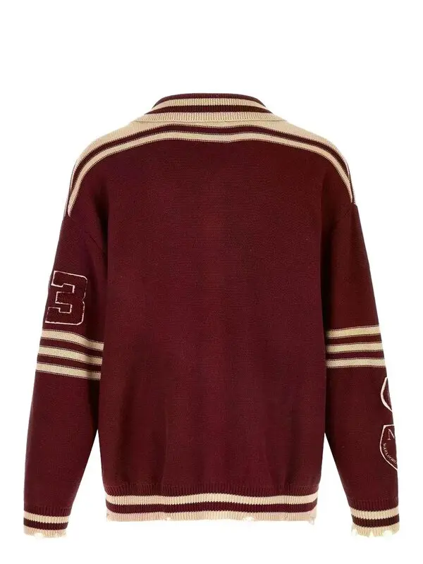 FOUND Fin Varsity Patch Cardigan - Red