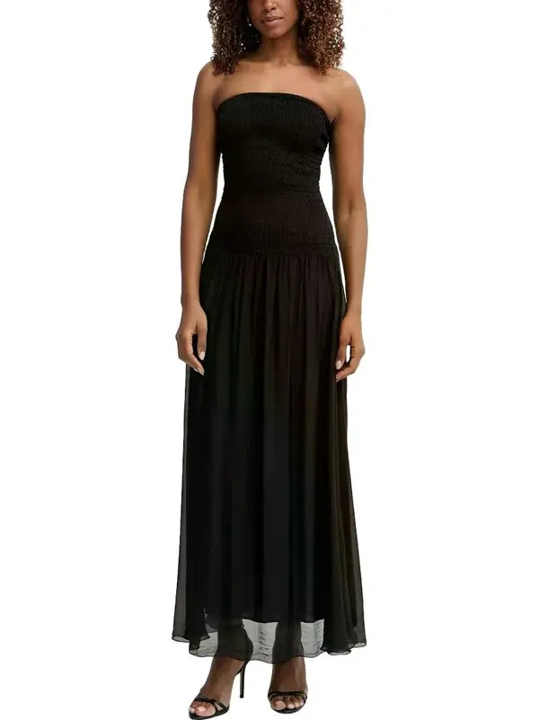HAVEONE Shirred Strapless Dress - Black