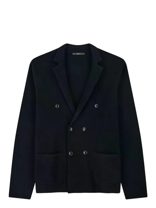 Boggi Milano Double-breasted Blazer In Extrafine Merino Wool - Blue