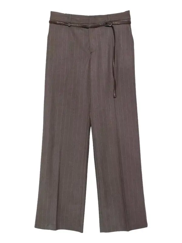 RAME Pinstripe Belted Trousers - Brown
